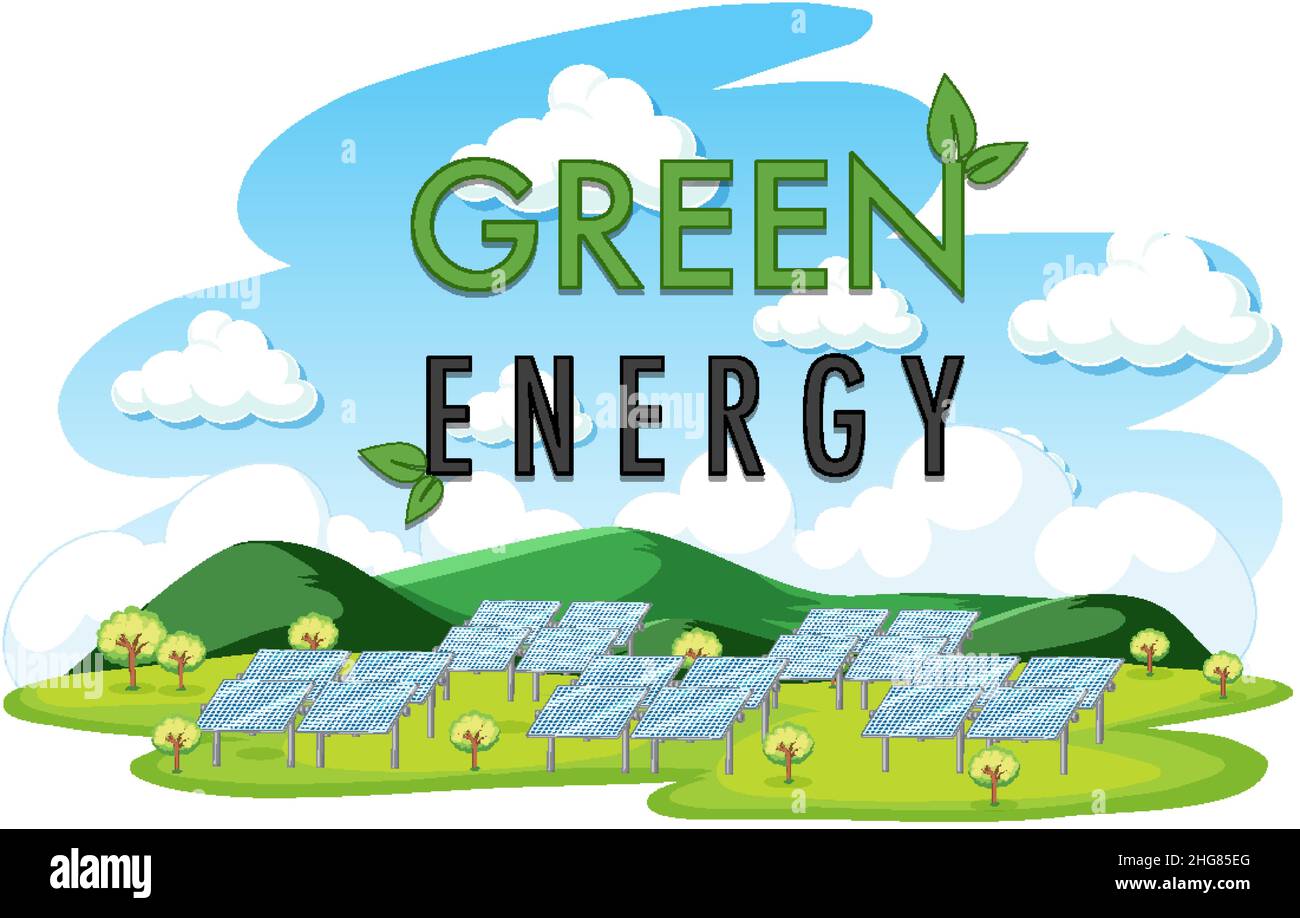 Green energy generated by solar panel illustration Stock Vector Image ...