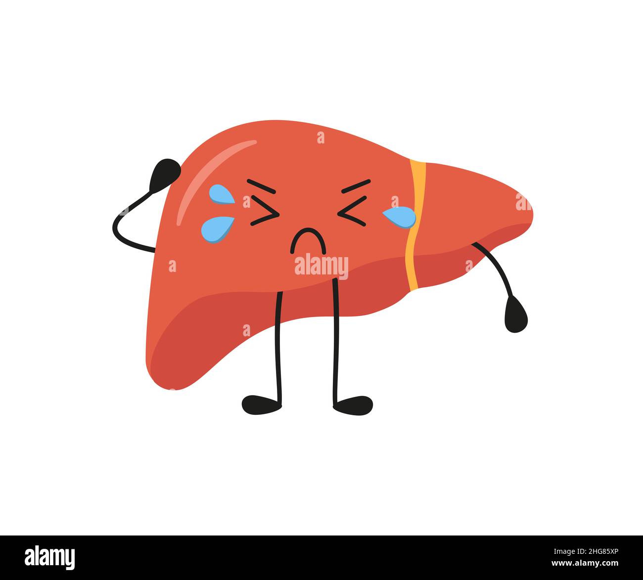 Sick sad liver character. Kawaii liver character. Vector isolated ...