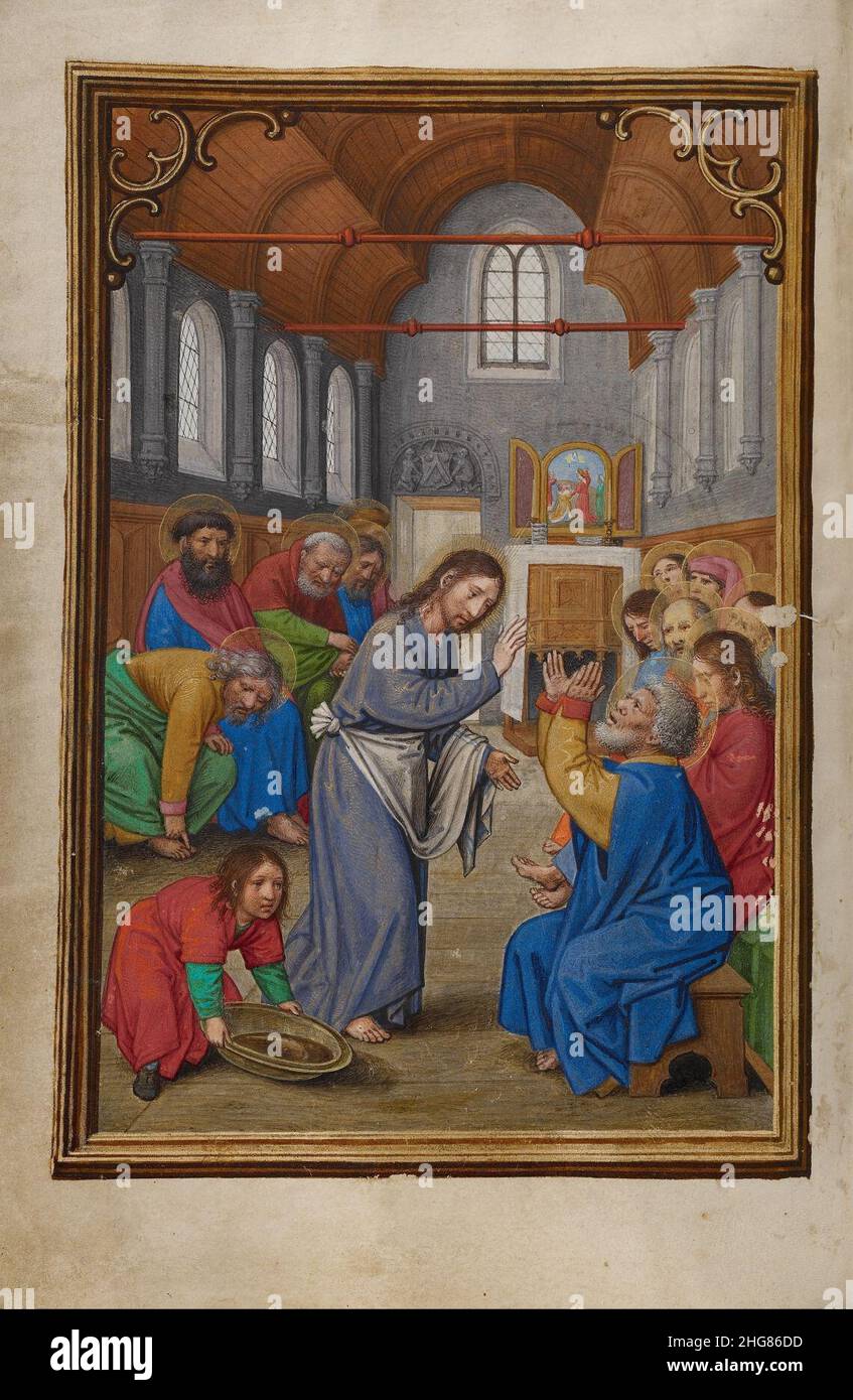 Simon Bening (Flemish - Christ Washing the Apostles' Feet Stock Photo ...