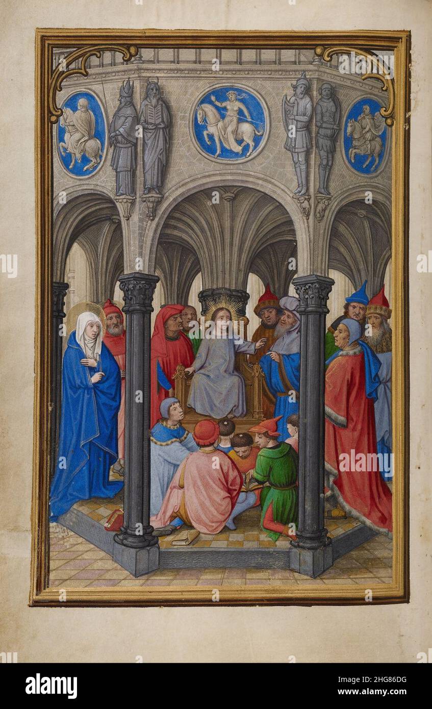 Simon Bening (Flemish - The Dispute in the Temple Stock Photo - Alamy