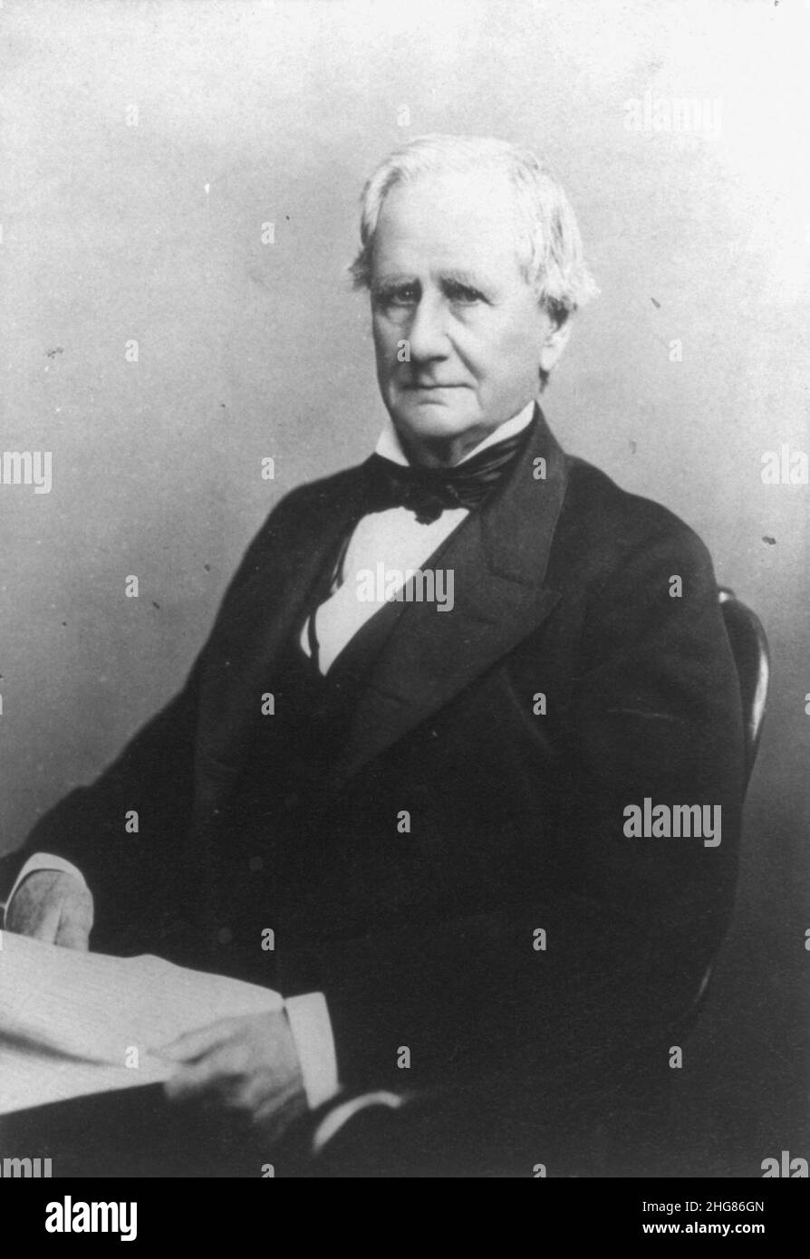Simon Cameron, 1799-1889, half-length portrait, seated, facing left ...