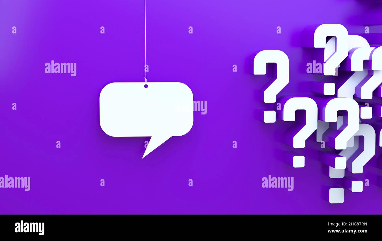 Speech bubble and question marks Stock Photo - Alamy