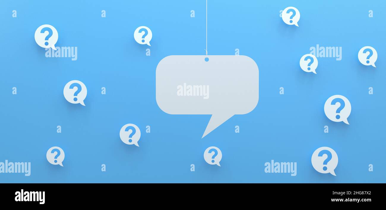 Speech bubble and question marks Stock Photo - Alamy