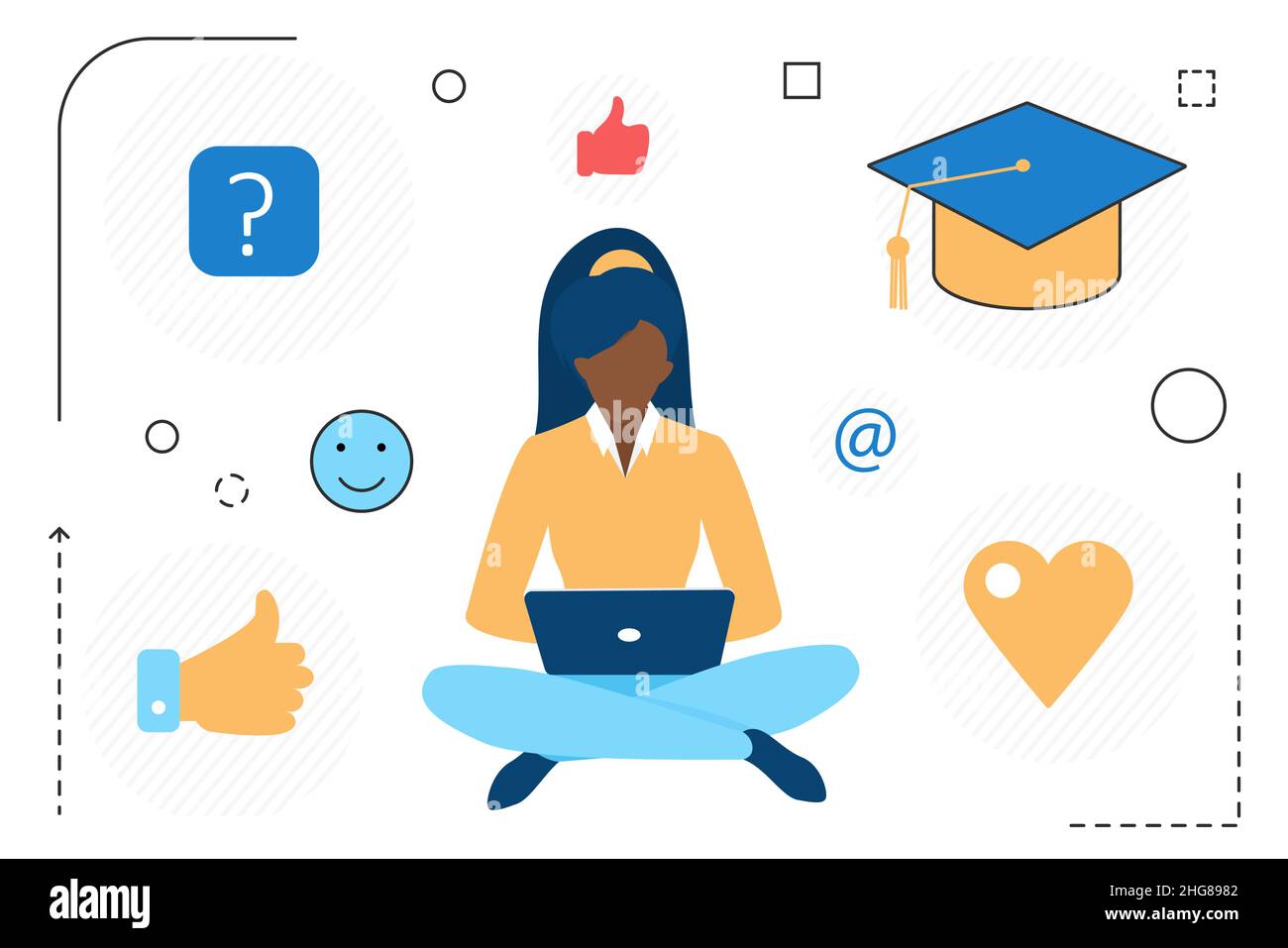 School pupil studying remote on digital classroom. Highest academic ...