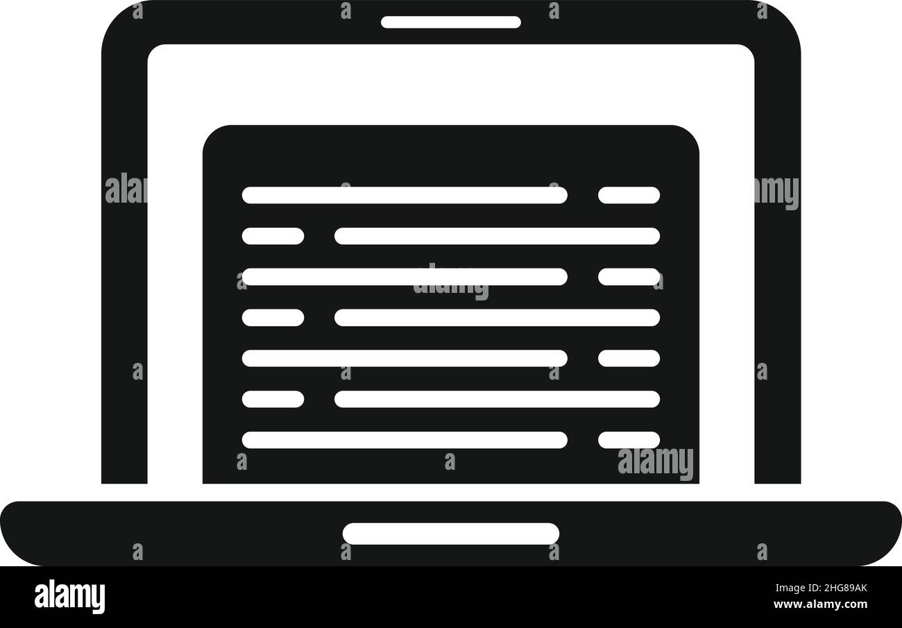 Laptop class icon simple vector. Virtual book. Study computer Stock ...
