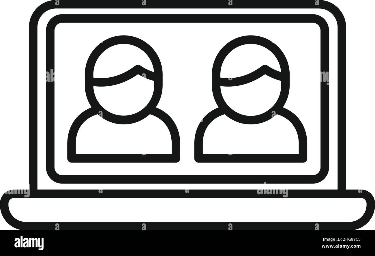 Online conference icon outline vector. Web people. Digital school Stock ...