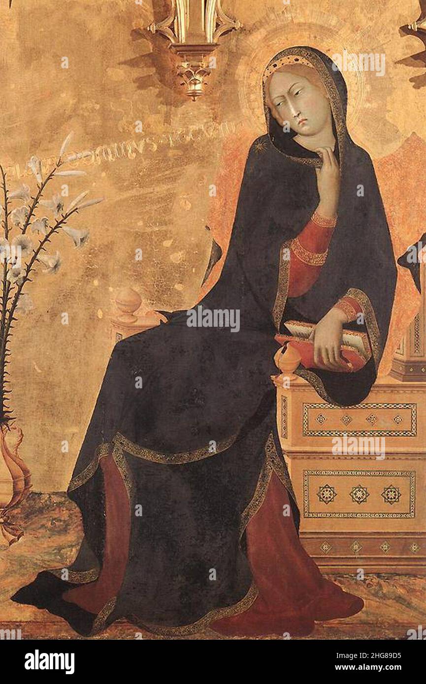 Simone Martini - The Annunciation and Two Saints (detail Stock Photo ...