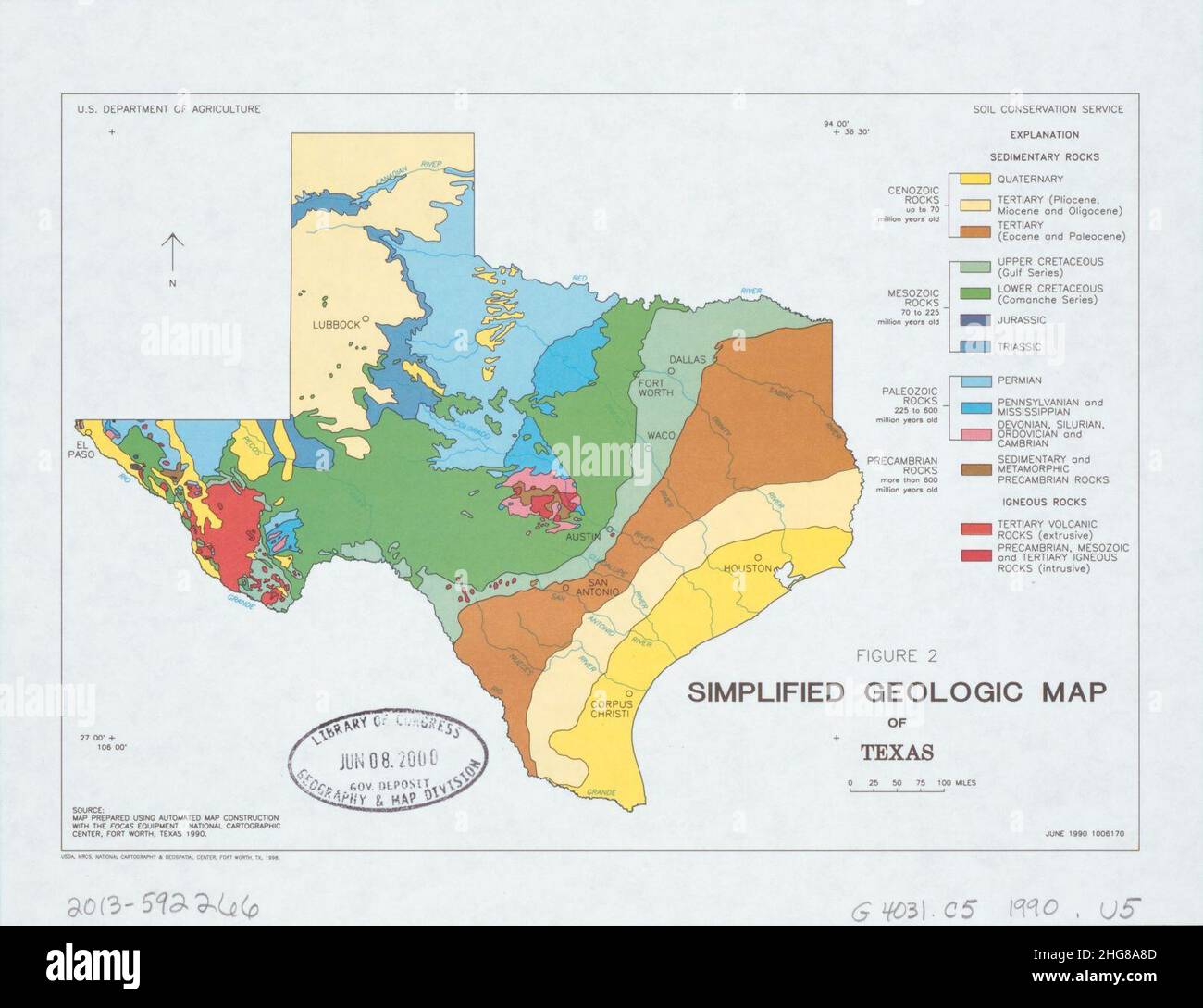 Simplified geologic map of Texas Stock Photo - Alamy