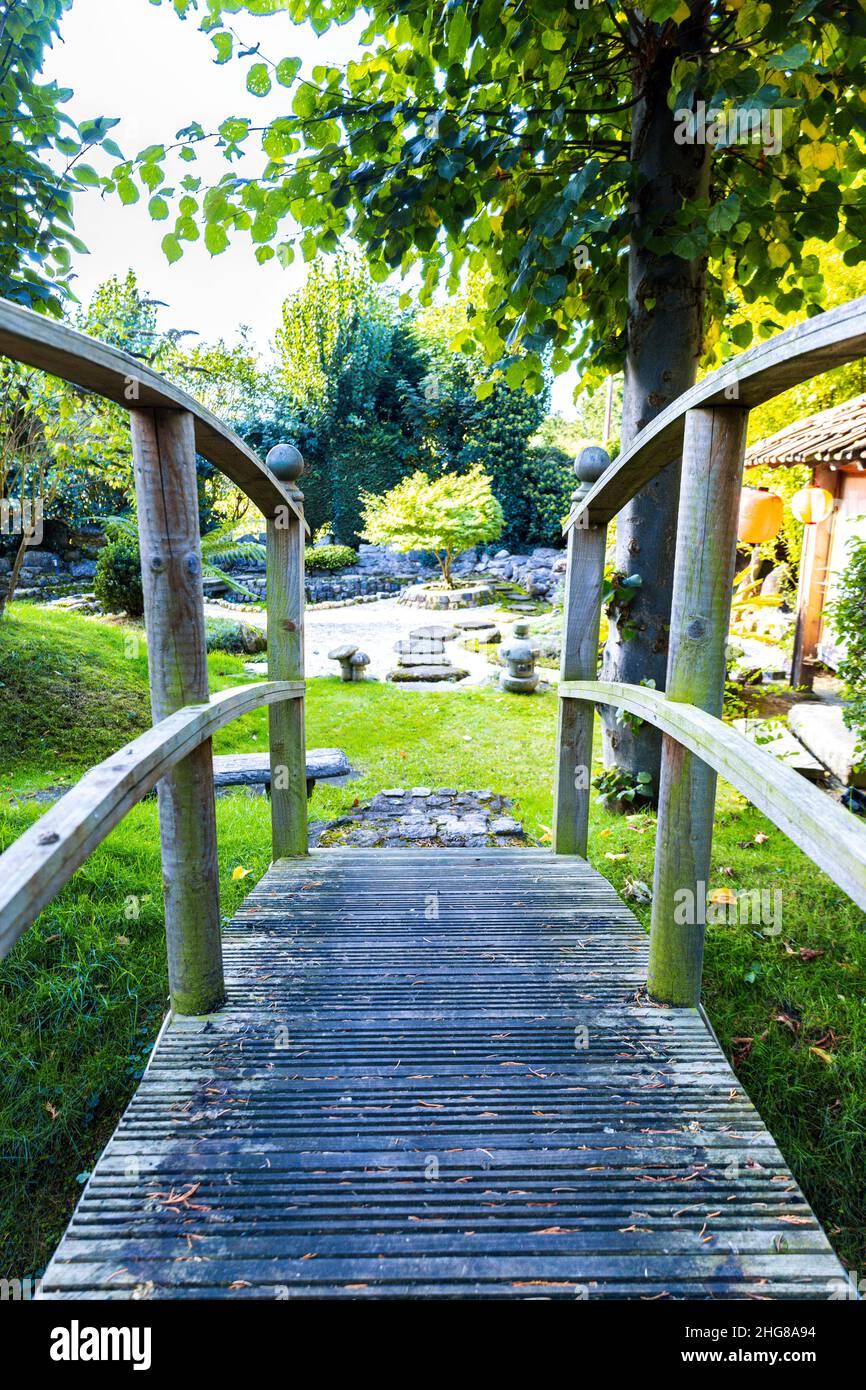 A beautiful walkway located in a Japanese Zen style garden. The walkway ...