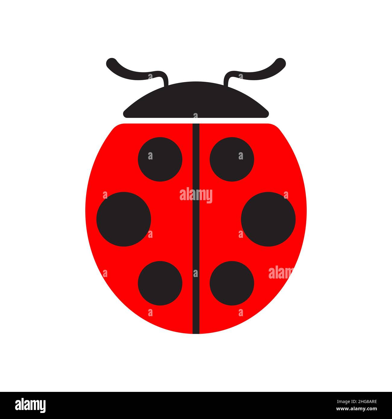 Cute ladybug or ladybird simple flat design red and black. Vector ...
