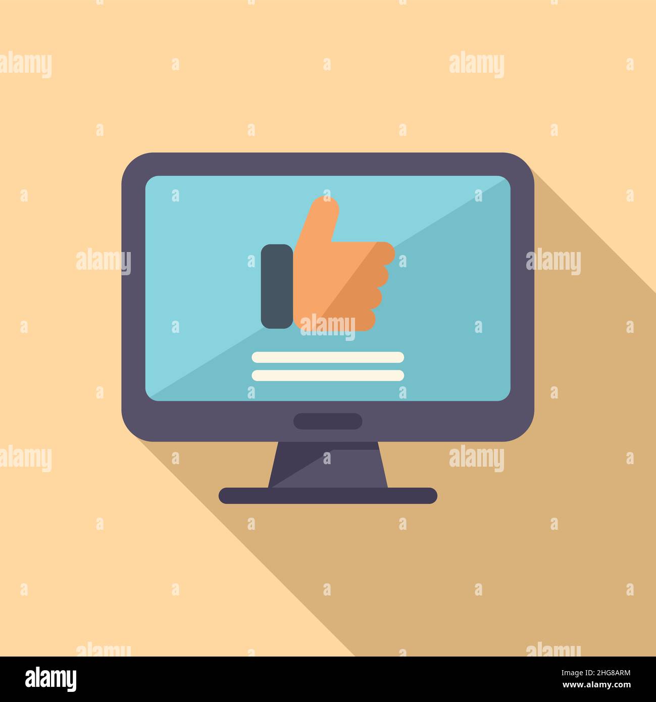 Thumb up marketing icon flat vector. Online strategy. Social design ...