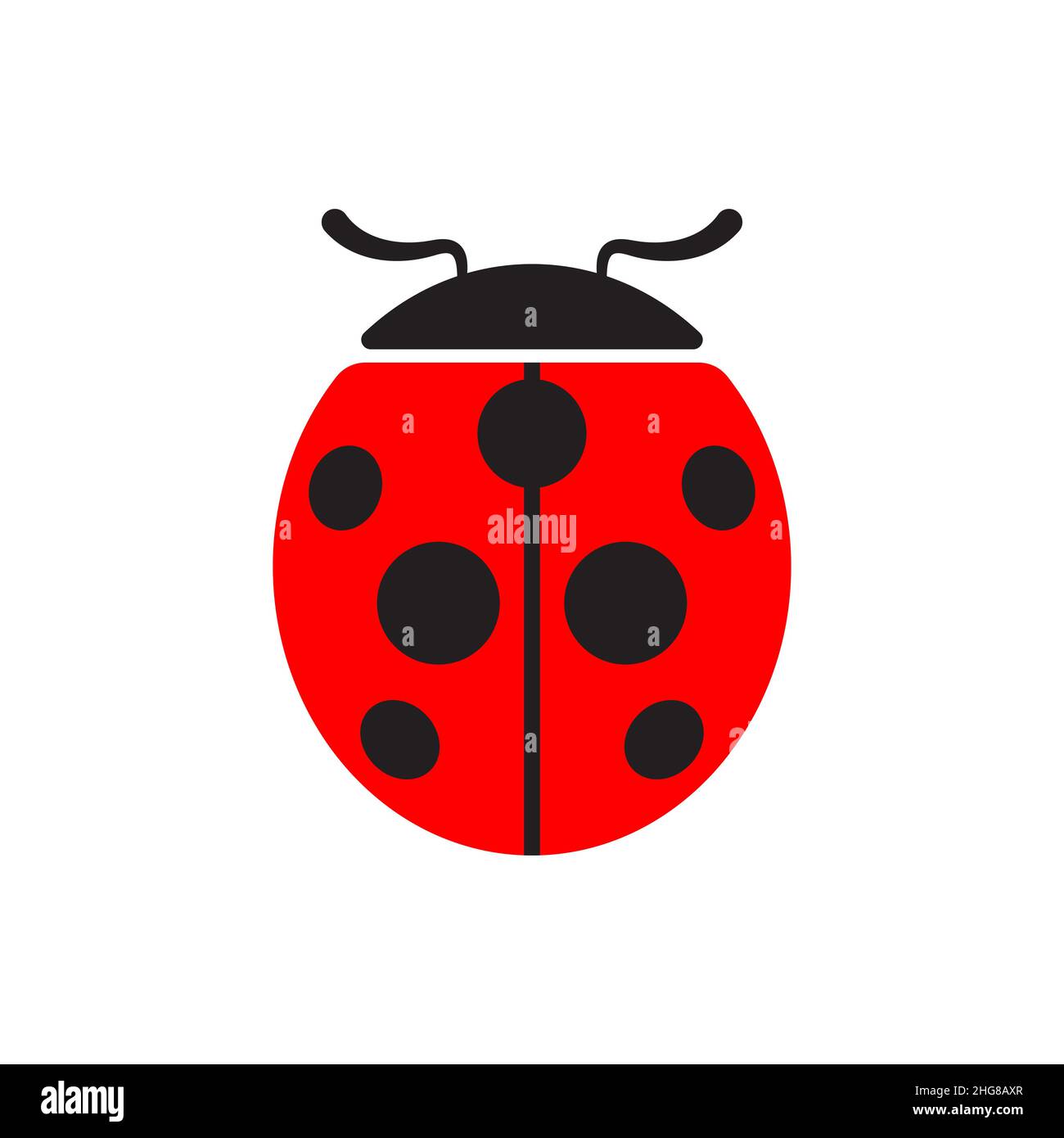 Cute ladybug or ladybird simple flat design red and black. Vector ...