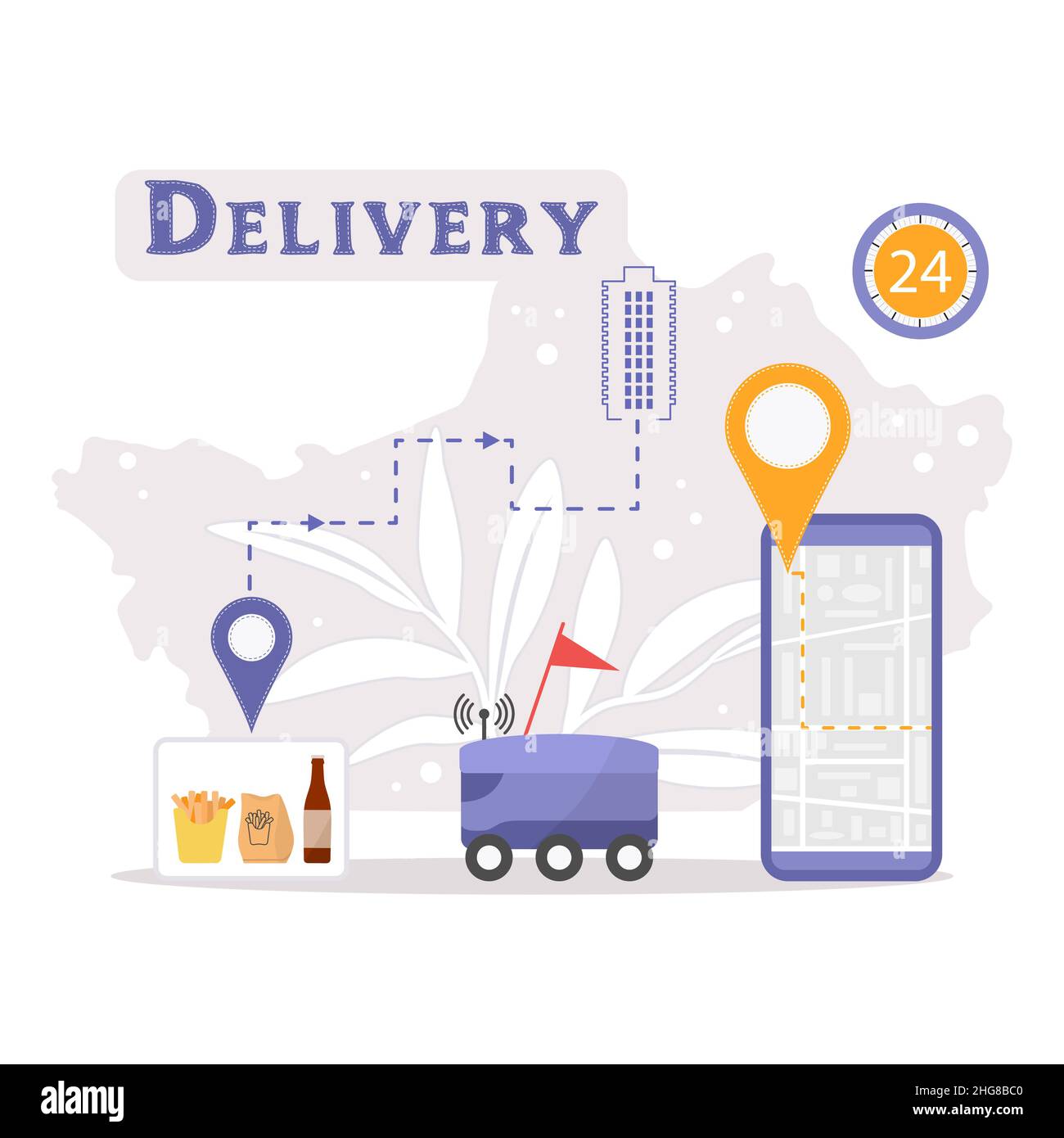 Autonomous food delivery robot Stock Vector Images - Alamy