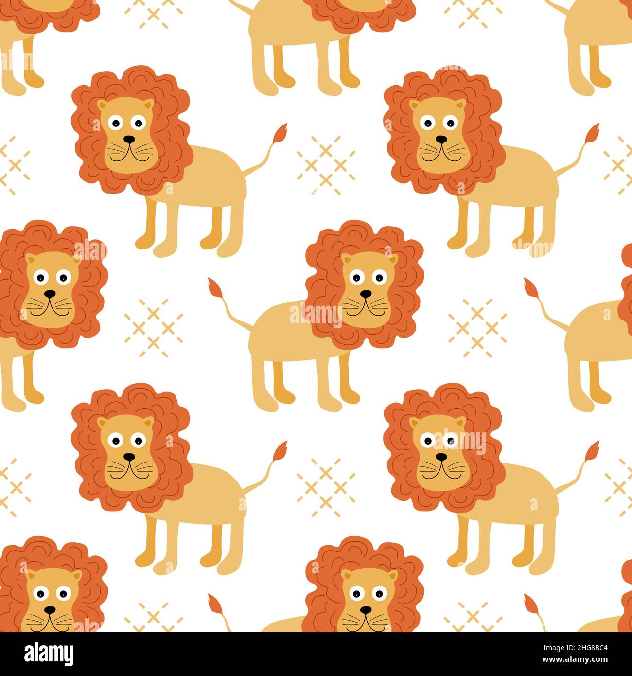Wildlife Africa Nature seamless pattern African animal Lion. Safari Zoo ...