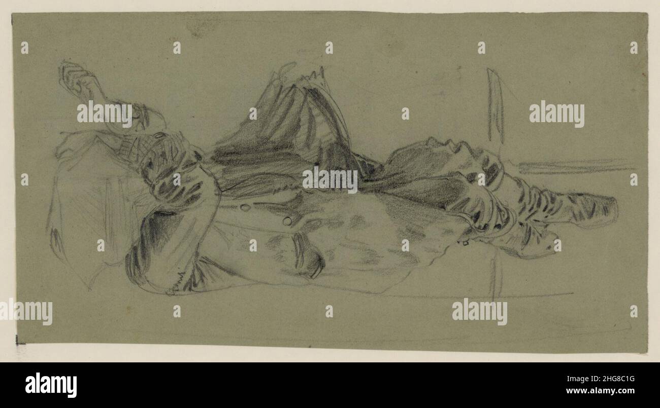 Single reclining figure with cloth over face Stock Photo - Alamy