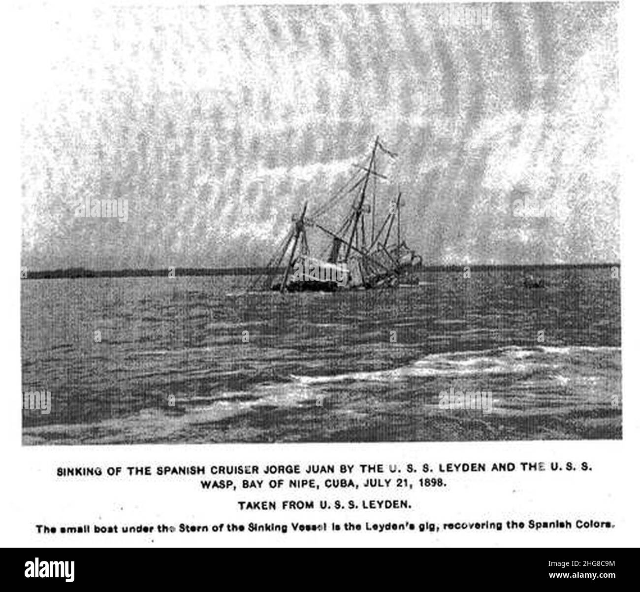 Sinking of Spanish Sloop Jorge Juan by USS Leyden Stock Photo - Alamy