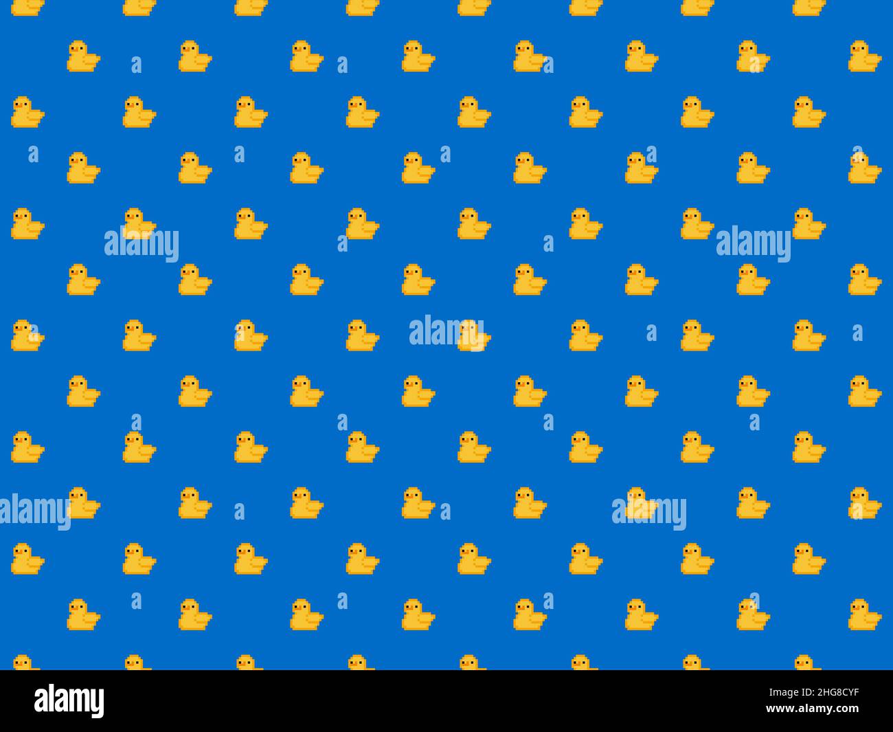 Cute pixel 8 bit rubber ducky background - high resolution seamless pattern Stock Photo - Alamy