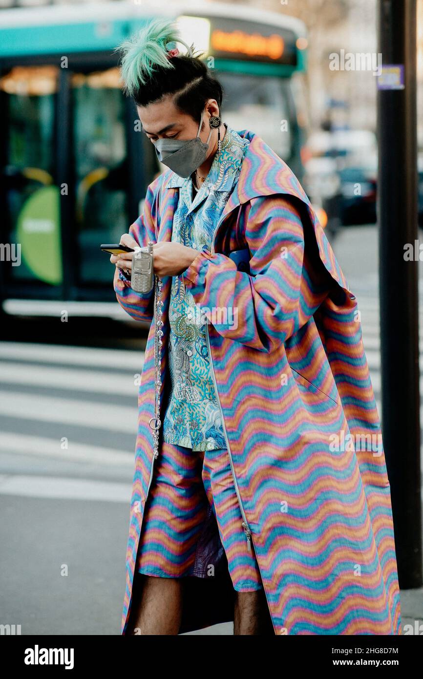 Paris, France, January 18th, 2022. Street style, Yu Masui arriving at ...