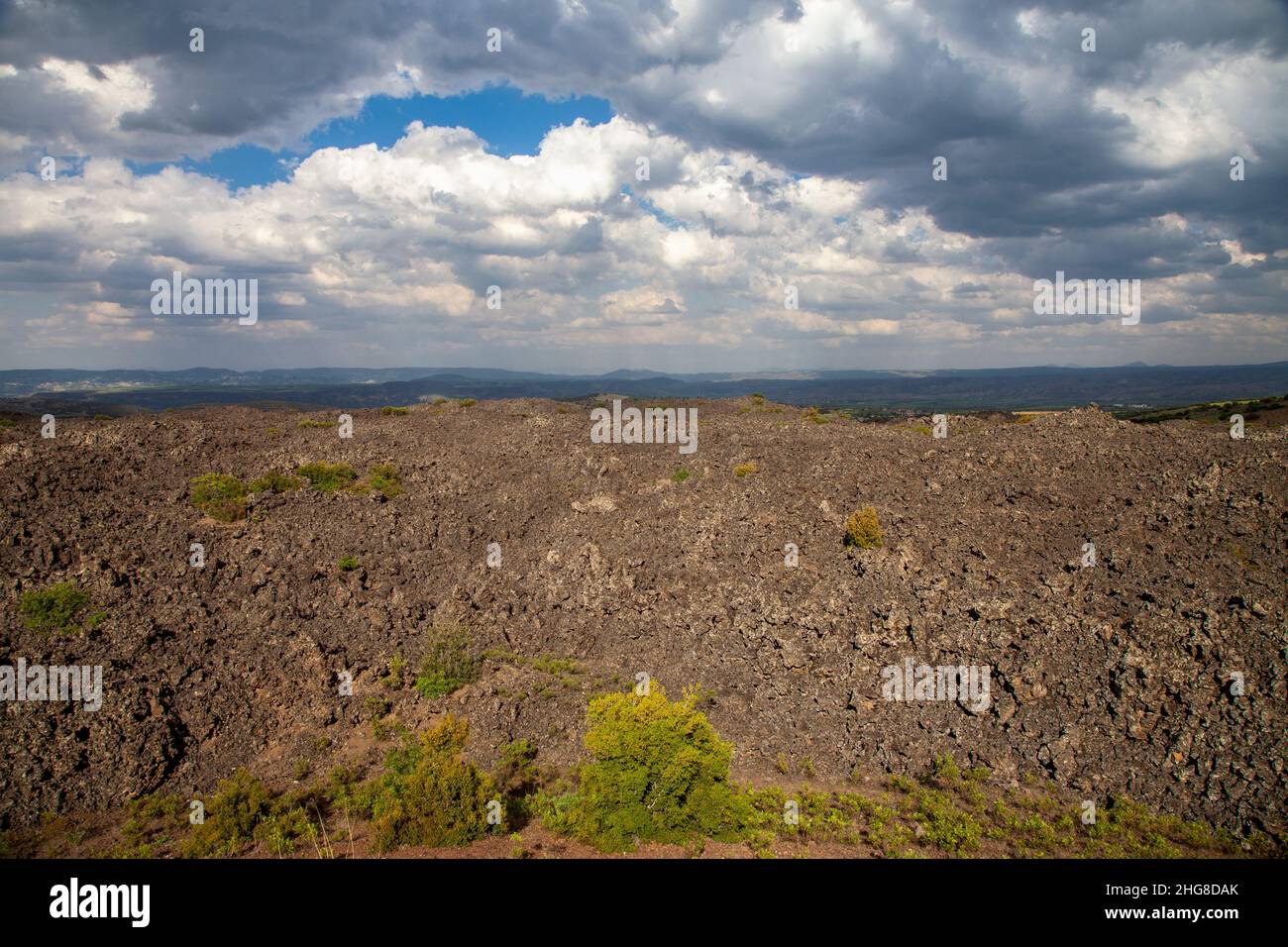 Volcanic geography landscape with cloudy sky,Manisa province Stock ...