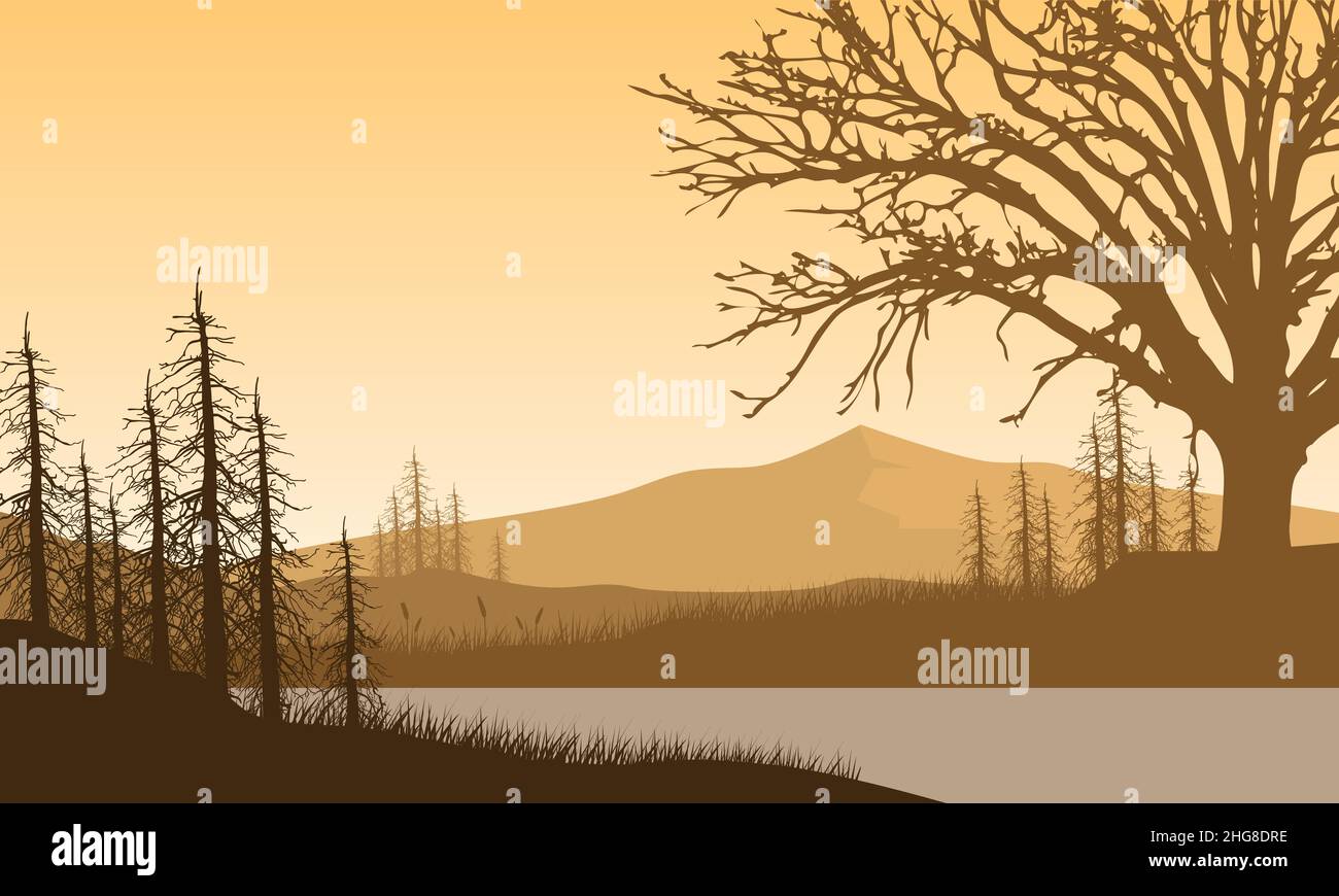 Amazing mountains from riverbank Stock Vector Images - Alamy