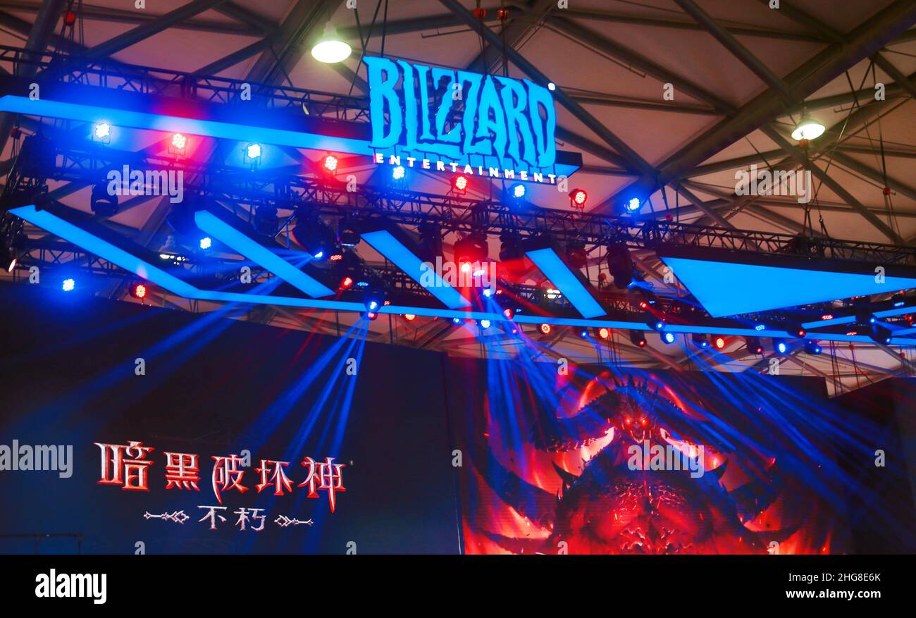 SHANGHAI, CHINA - AUGUST 1, 2021 - The Blizzard Entertainment booth at ...