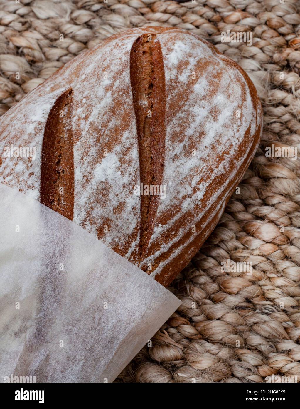 Loaf of fresh Rye bread on rustic background with copy space Stock ...