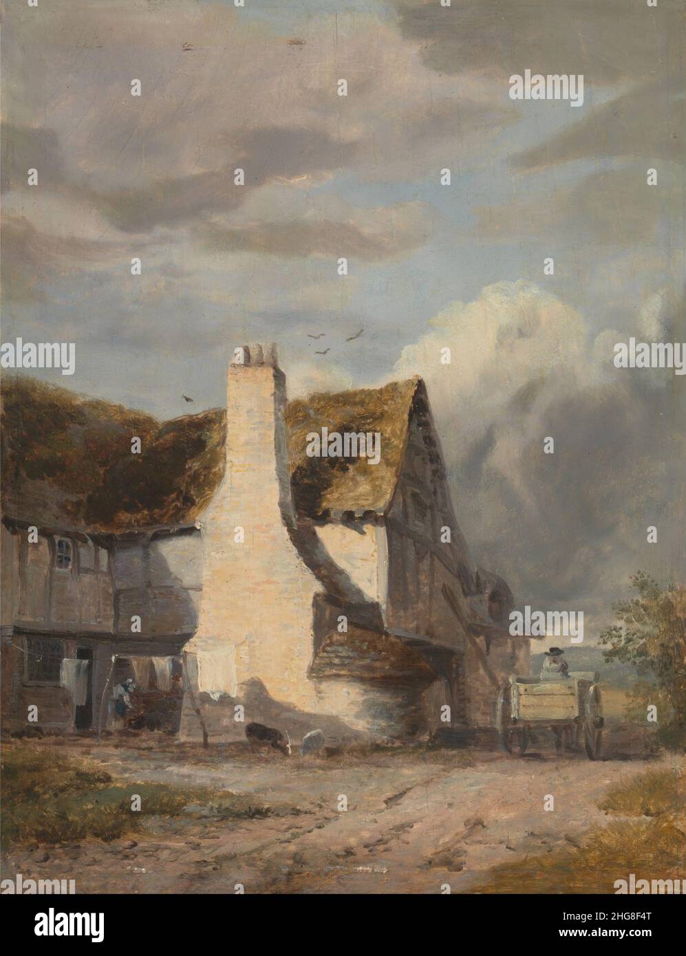 Sir Augustus Wall Callcott - Cottage by a country lane Stock Photo - Alamy