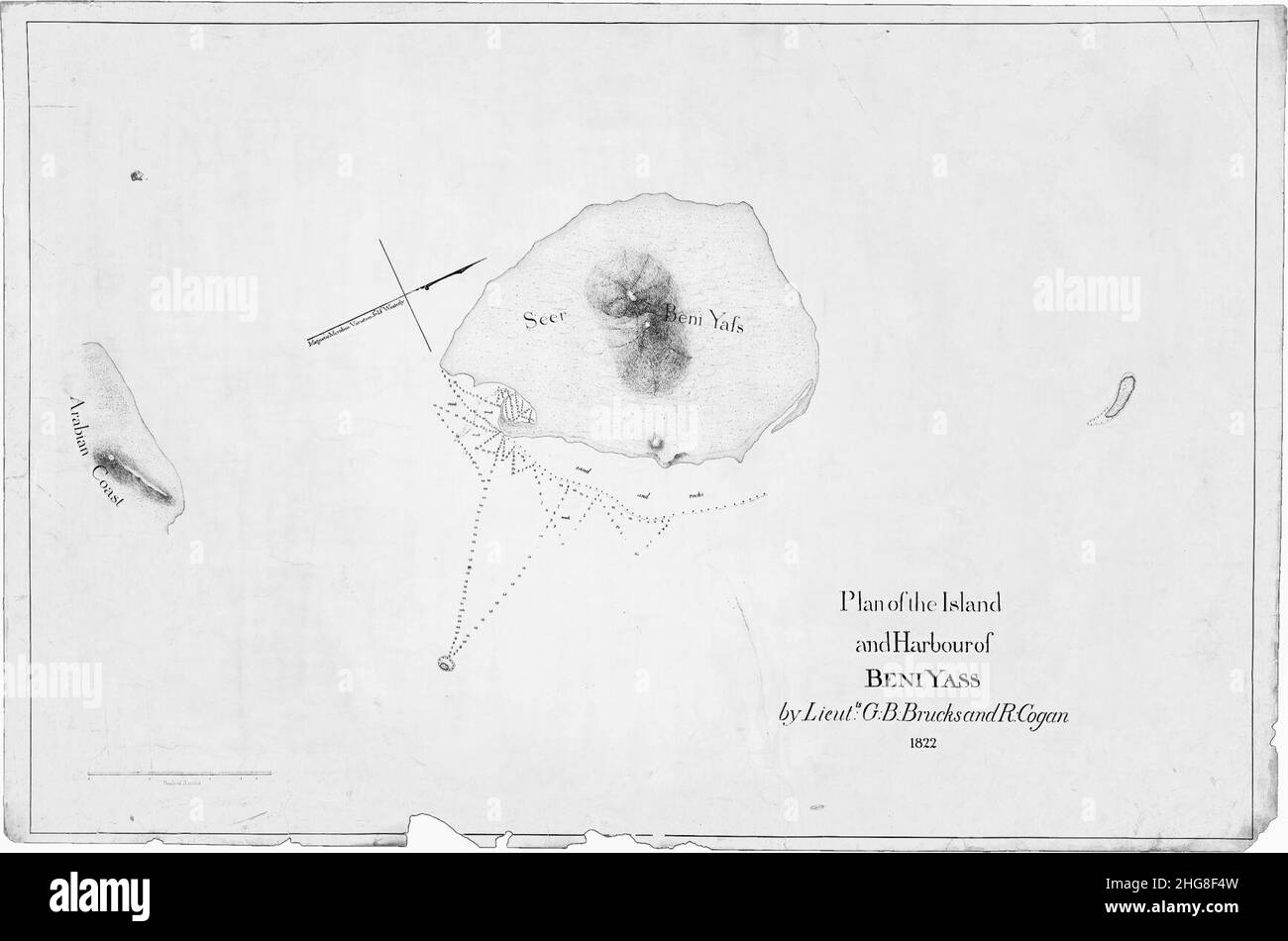 Sir Bani Yas 1822 map (retouched Stock Photo - Alamy