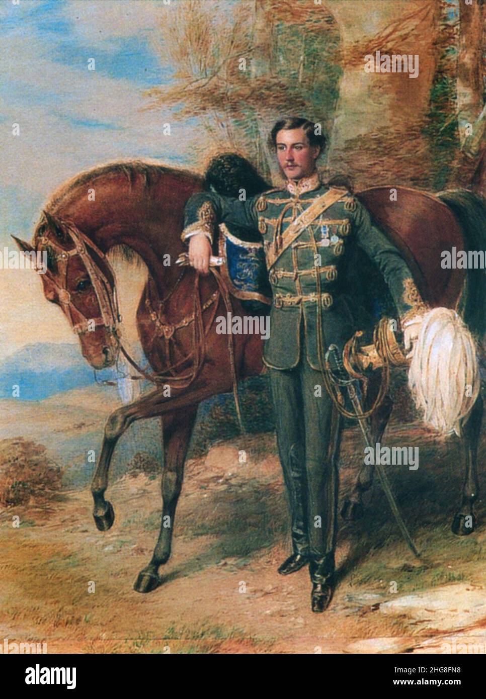 Sir Fitzroy Maclean in the uniform of the 13th Light Dragoons, painted ...