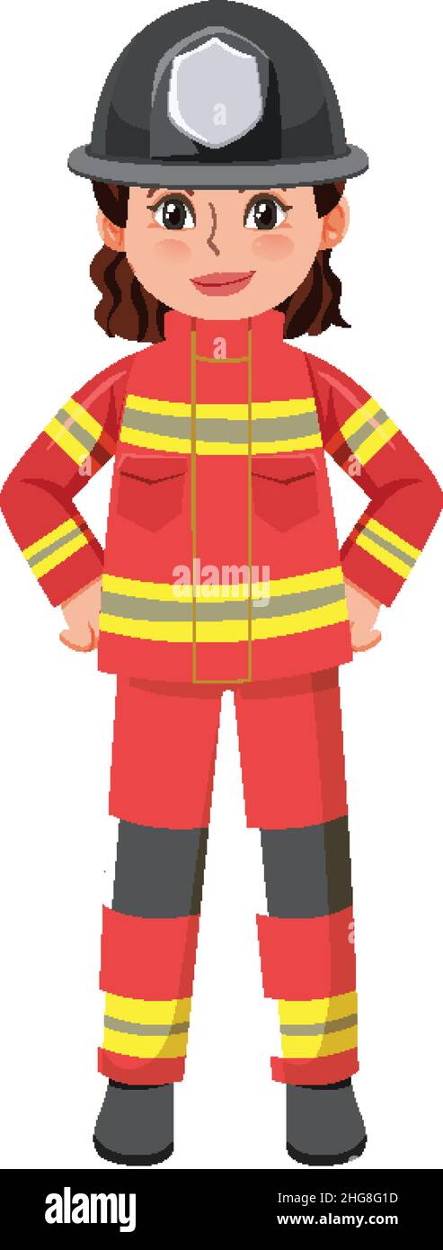 A firefighter cartoon character on white background illustration Stock ...