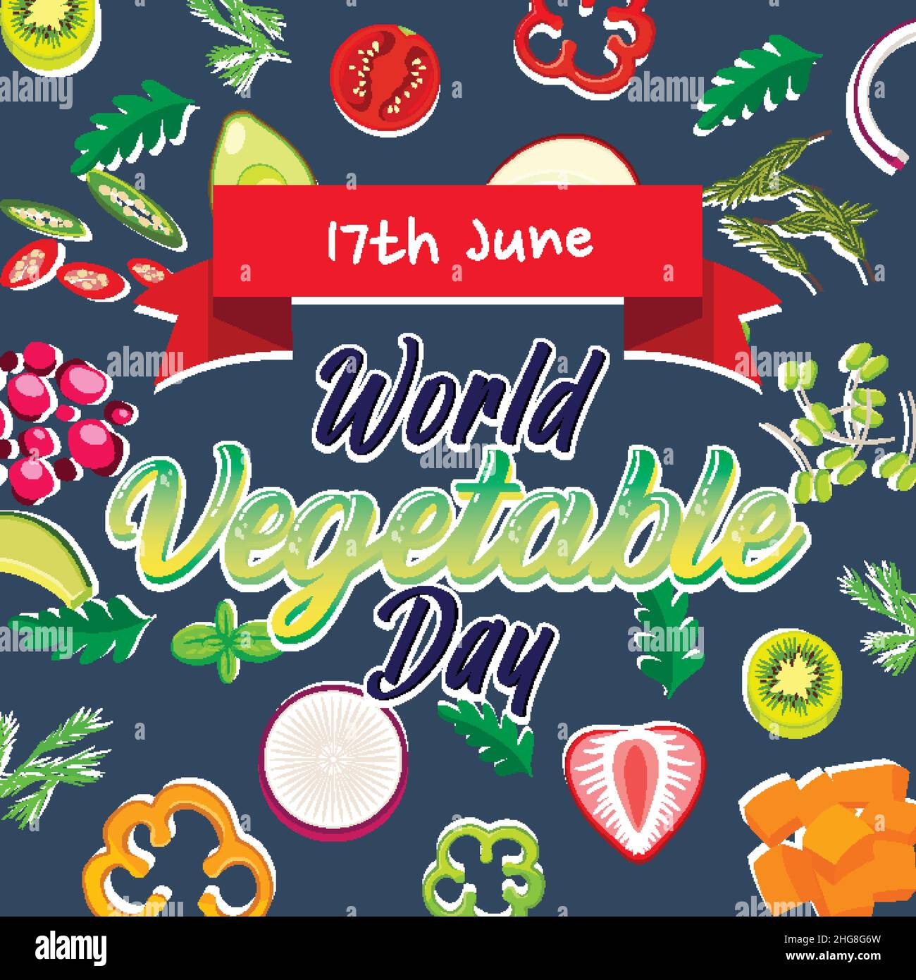 World Vegetable Day poster with vegetables and fruits illustration ...