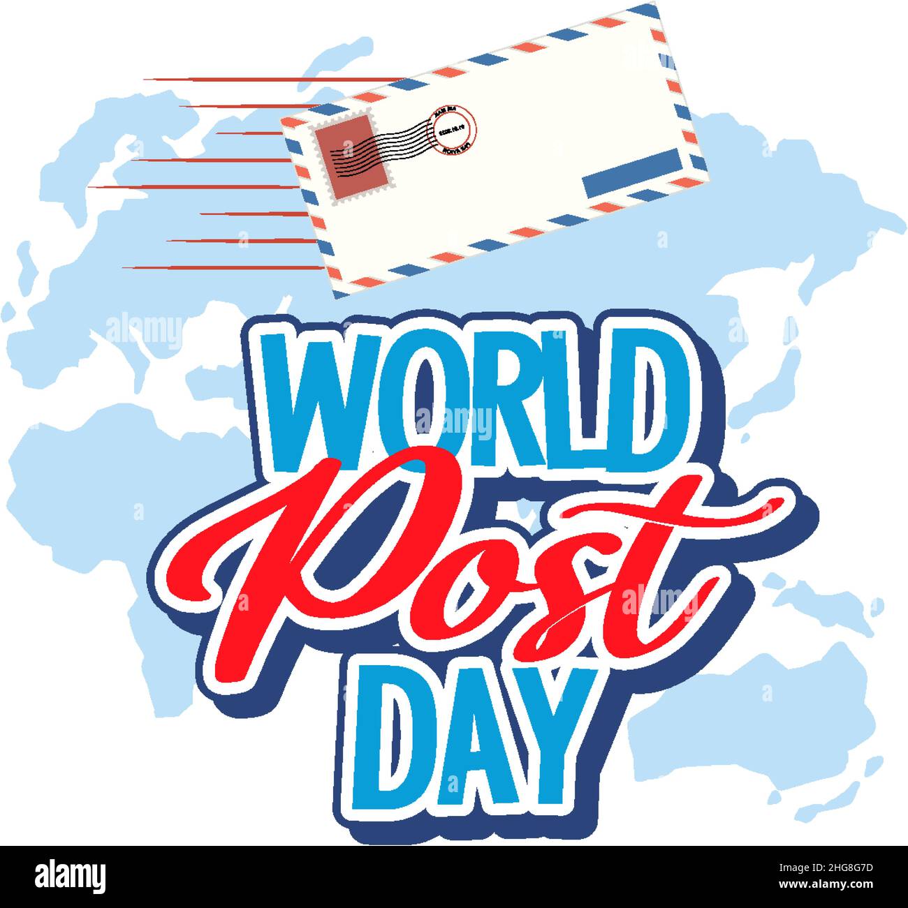 World Post Day word banner on world map illustration Stock Vector Image ...