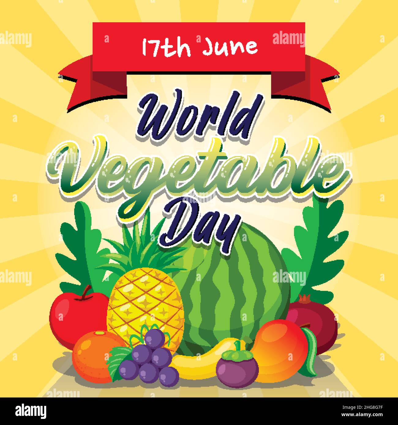 World Vegetable Day poster with vegetables and fruits illustration ...
