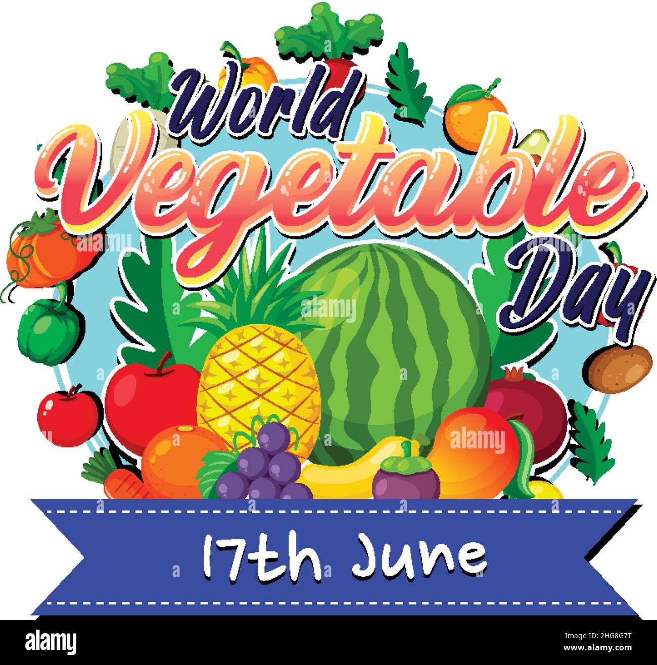 World Vegetable Day banner with vegetables and fruits illustration ...