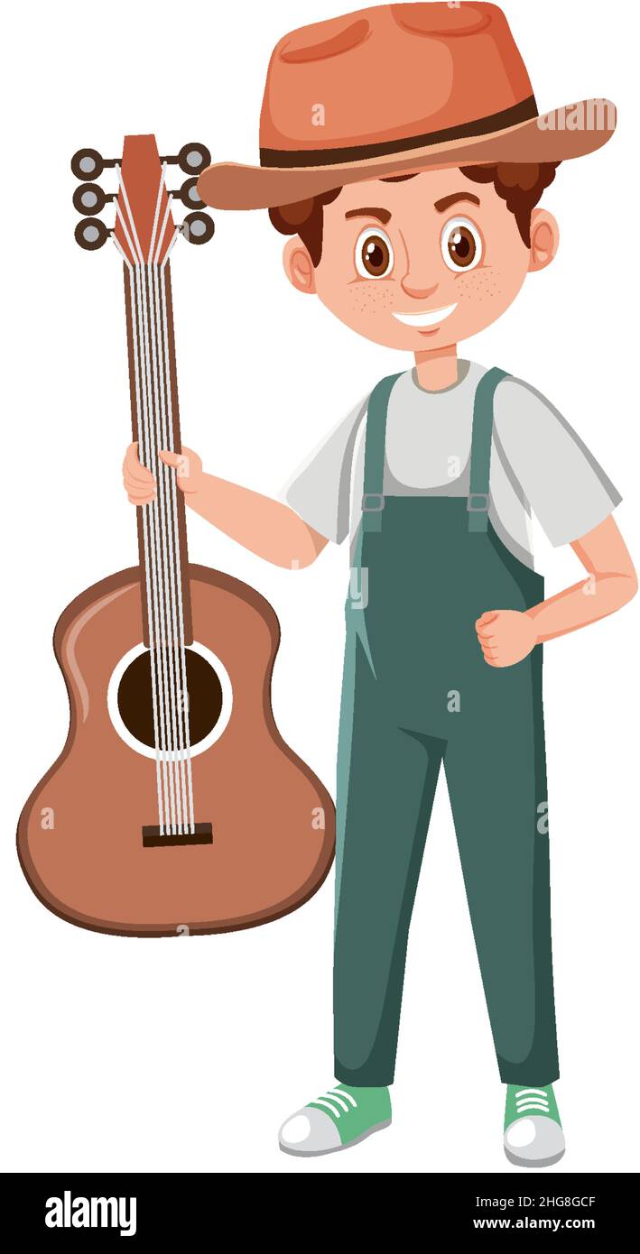 A male musician cartoon character on white background illustration ...
