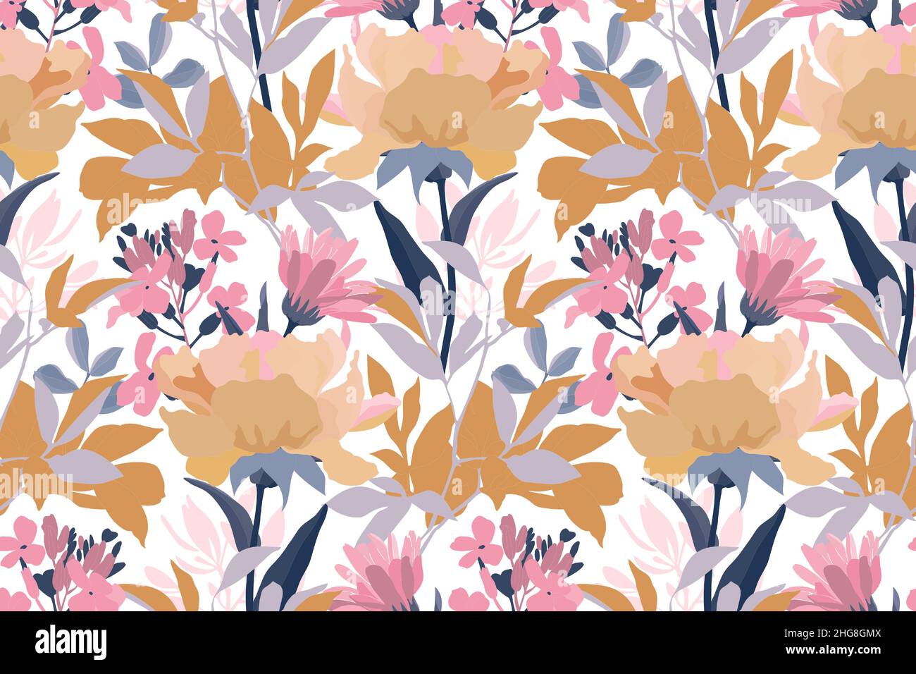 Vector floral seamless pattern. Design in pastel colors with delicate ...