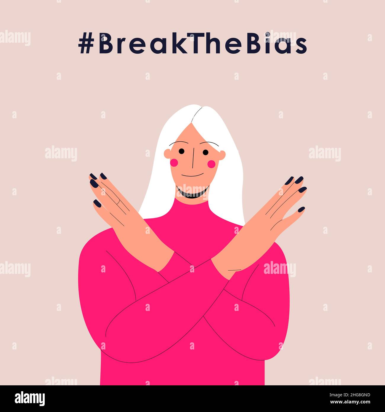 International womens day. 8th march. Poster with a smiling woman with ...