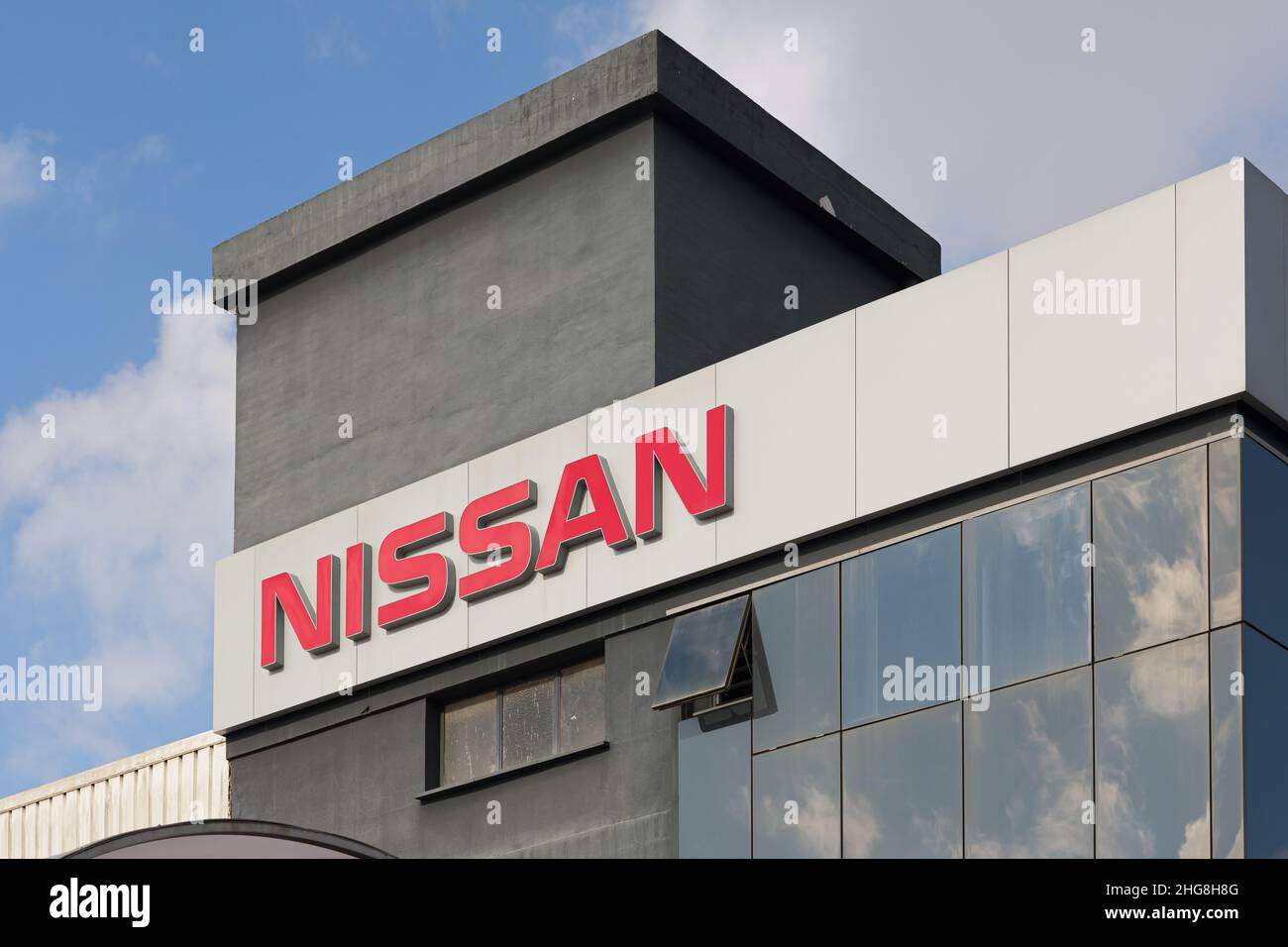 VALENCIA, SPAIN - JANUARY 13, 2022: Nissan is a Japanese multinational ...