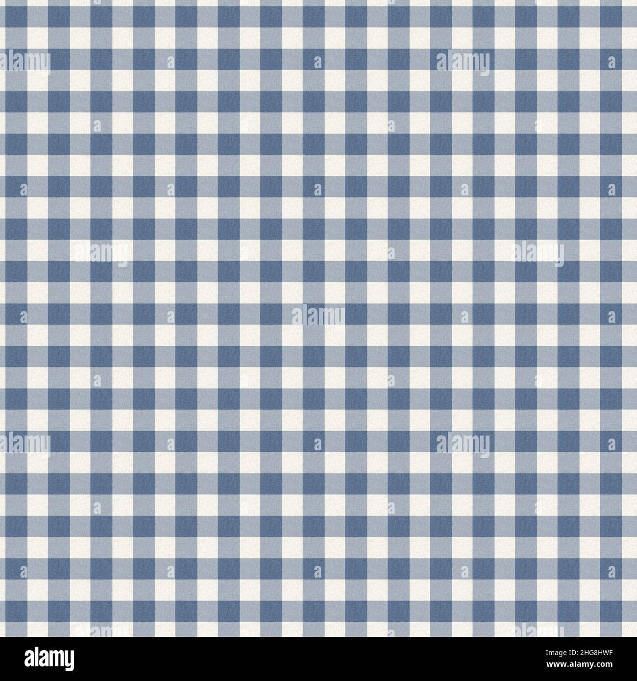 French farmhouse woven blue plaid check seamless linen pattern. Rustic ...