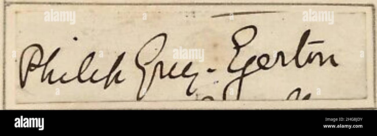 Sir Philip de Malpas Grey-Egerton signature Stock Photo - Alamy