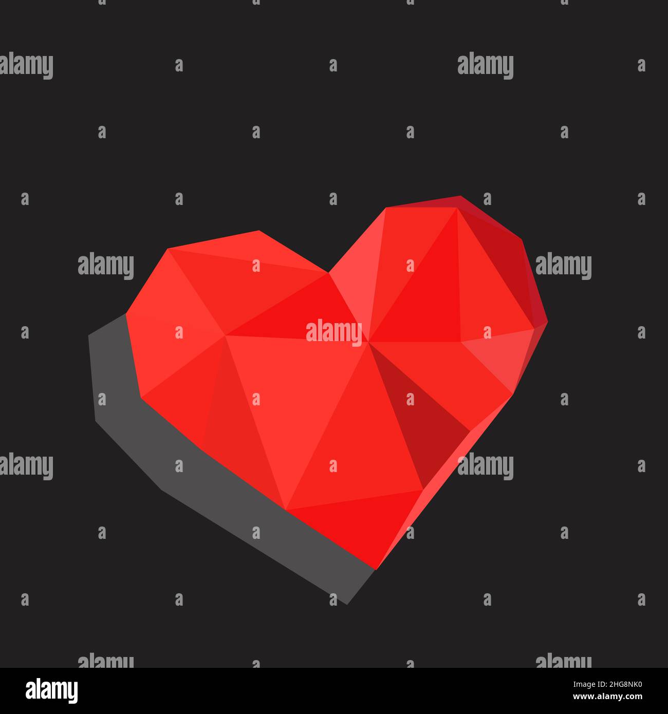 Vector illustration of a polygonal heart crystal Stock Photo - Alamy