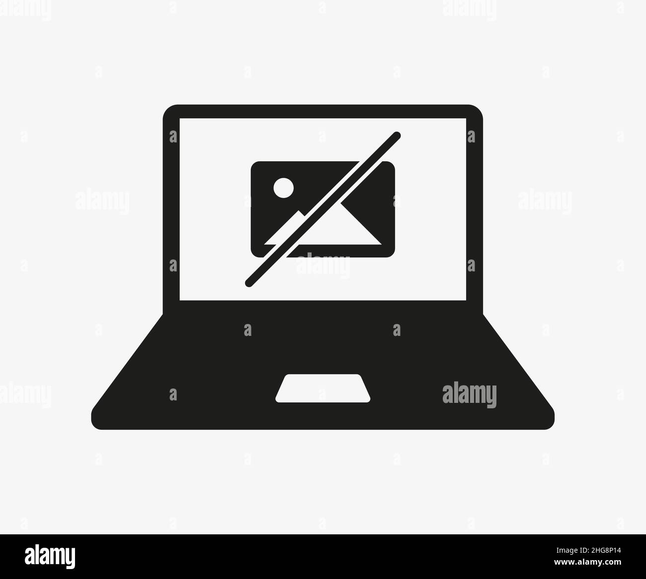 No image icon on laptop screen. View unavailable Stock Vector Image ...