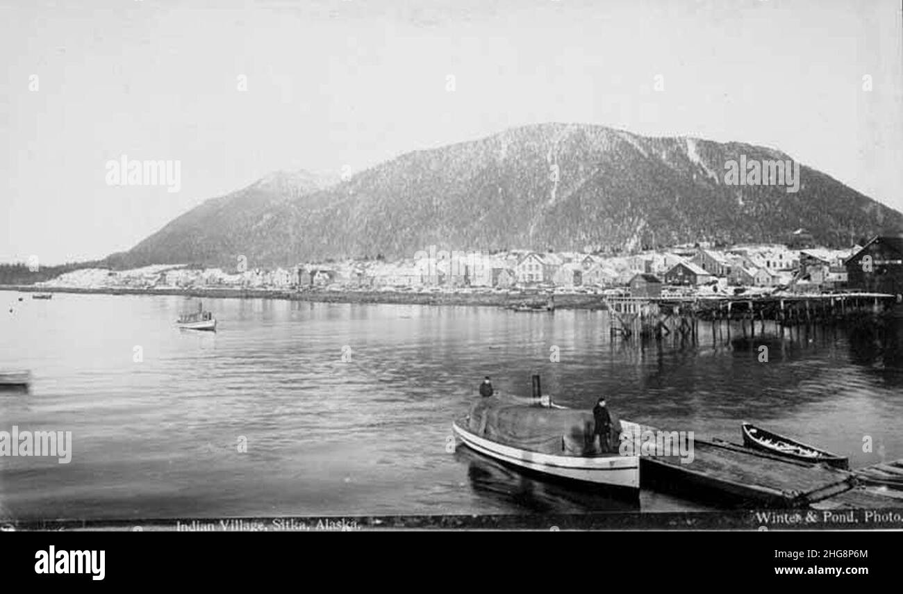 Sitka, Alaska showing Indian Village to the left and US Naval warehouse ...