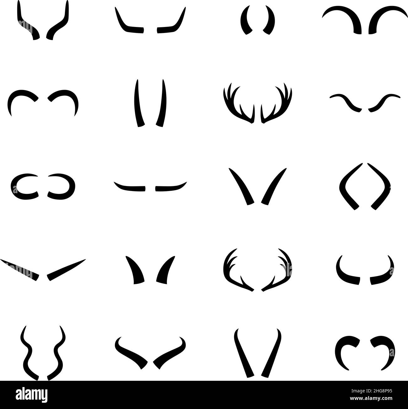 Set of icons of animal horns, vector illustration Stock Vector Image ...