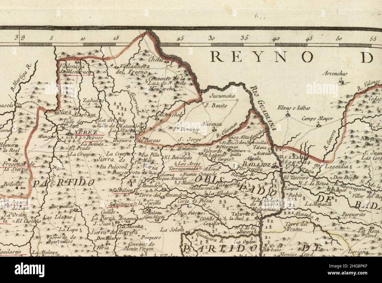 Situação geográfica de Olivença (1766 Stock Photo - Alamy