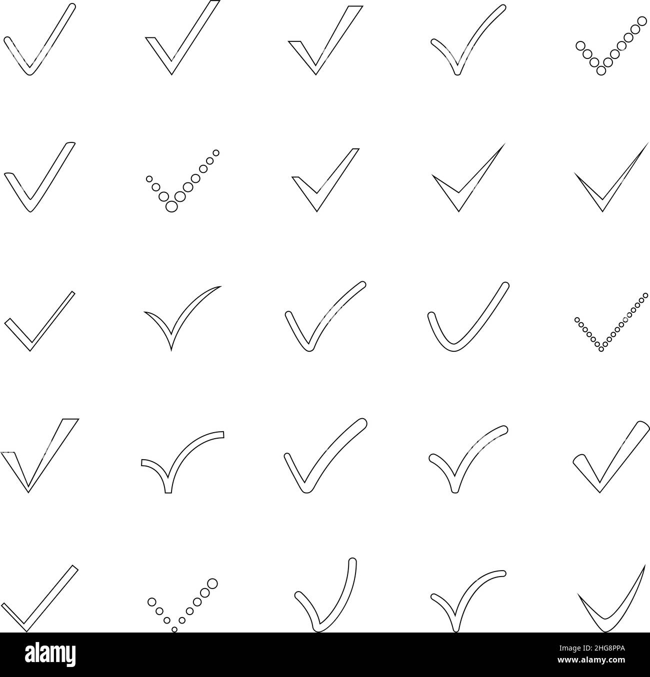 set-of-outlines-of-check-mark-icon-vector-illustration-stock-vector