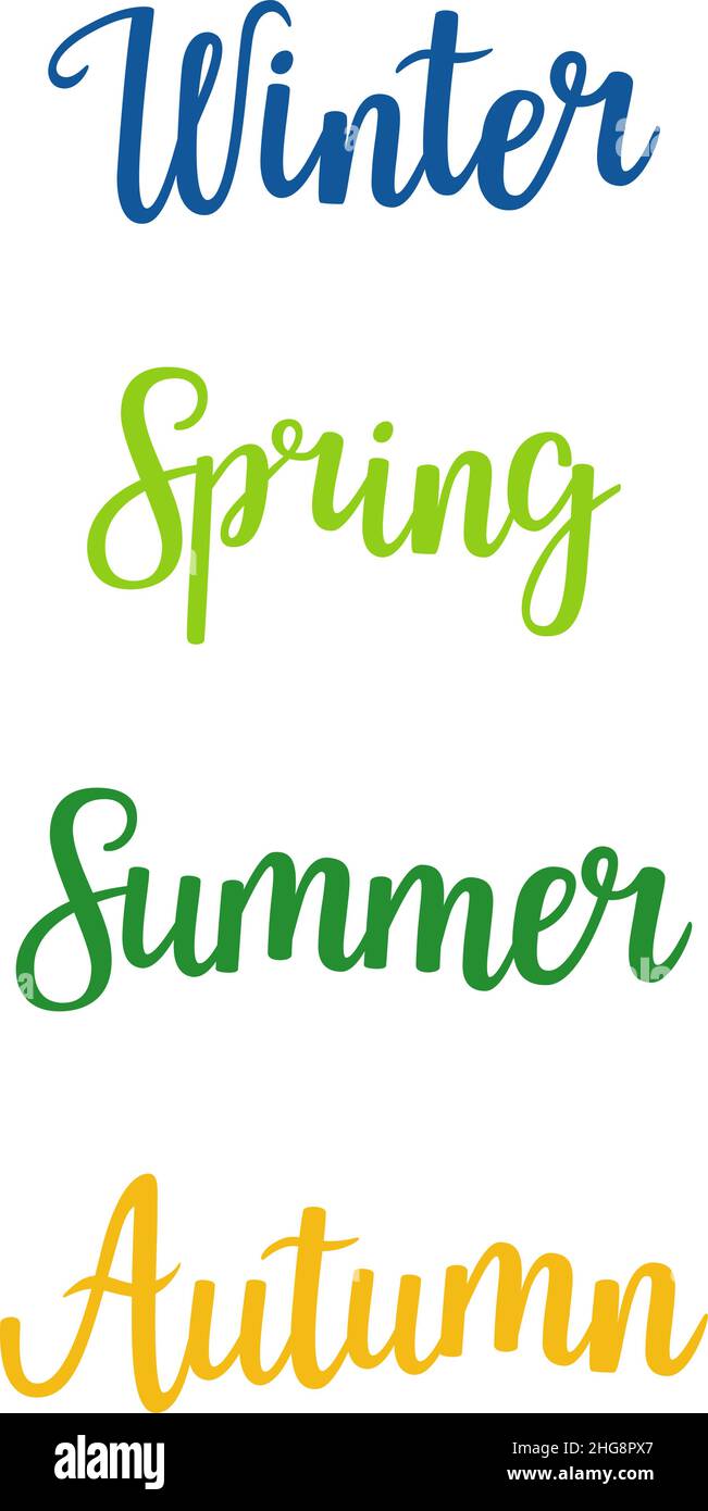 Handwritten lettering - winter, spring, summer, autumn, vector ...