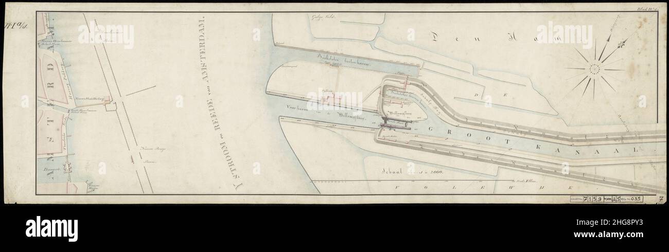 Situatie tekening betreffende de Willems sluis. Blad 1. Noord-Noord ...