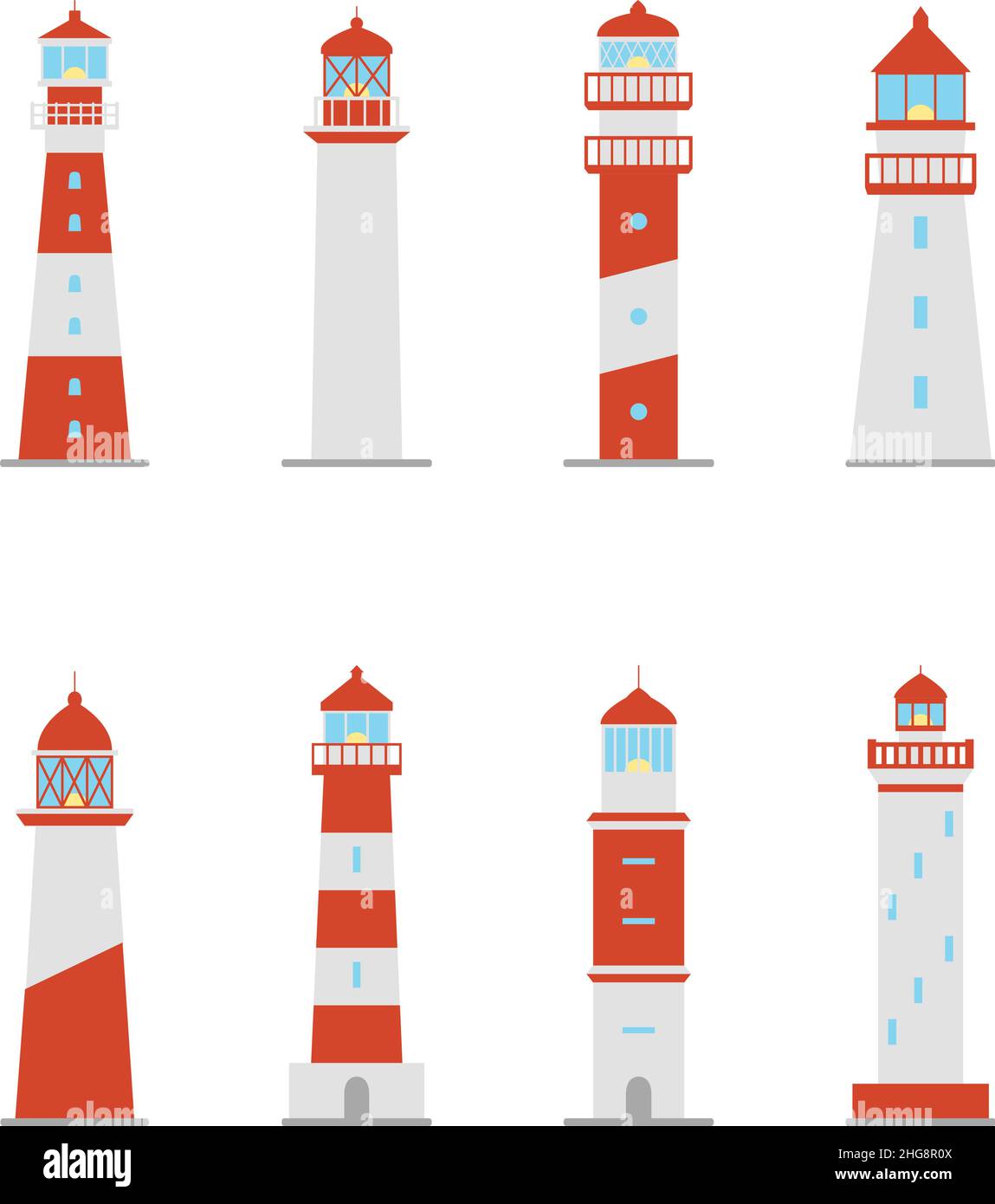 Set of color icons of lighthouses, vector illustration Stock Vector ...