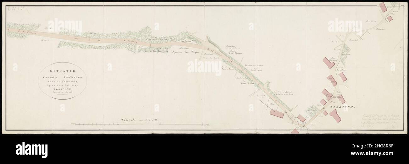 Situatie van de gemaakte aardenbaan voor de straatweg bij en door het ...